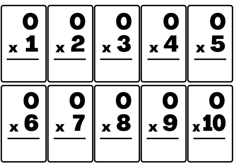 Black and White Multiplication Flashcards - Etsy