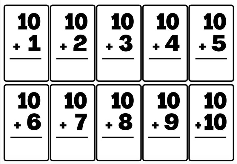 Black and White Addition Flashcards - Etsy