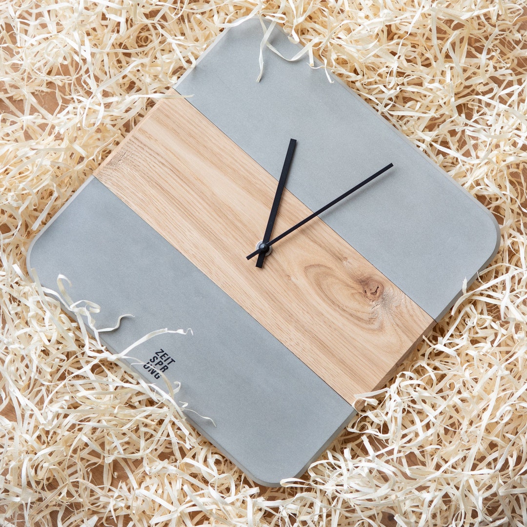 Stylish Concrete - TIME | Concrete Clock With Oak | Stand and Wall ...