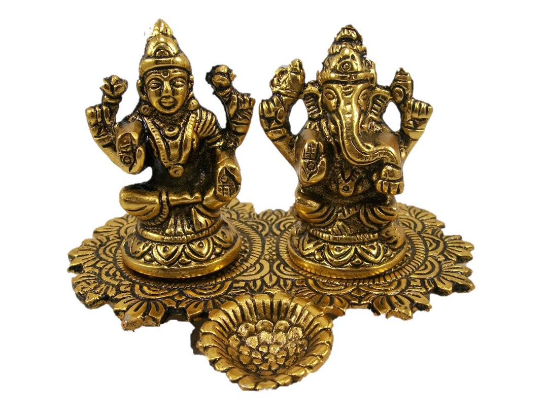 Neo Classic Laxmi Ganesh Idol Diya Oil Lamp Deepak Metal - Etsy
