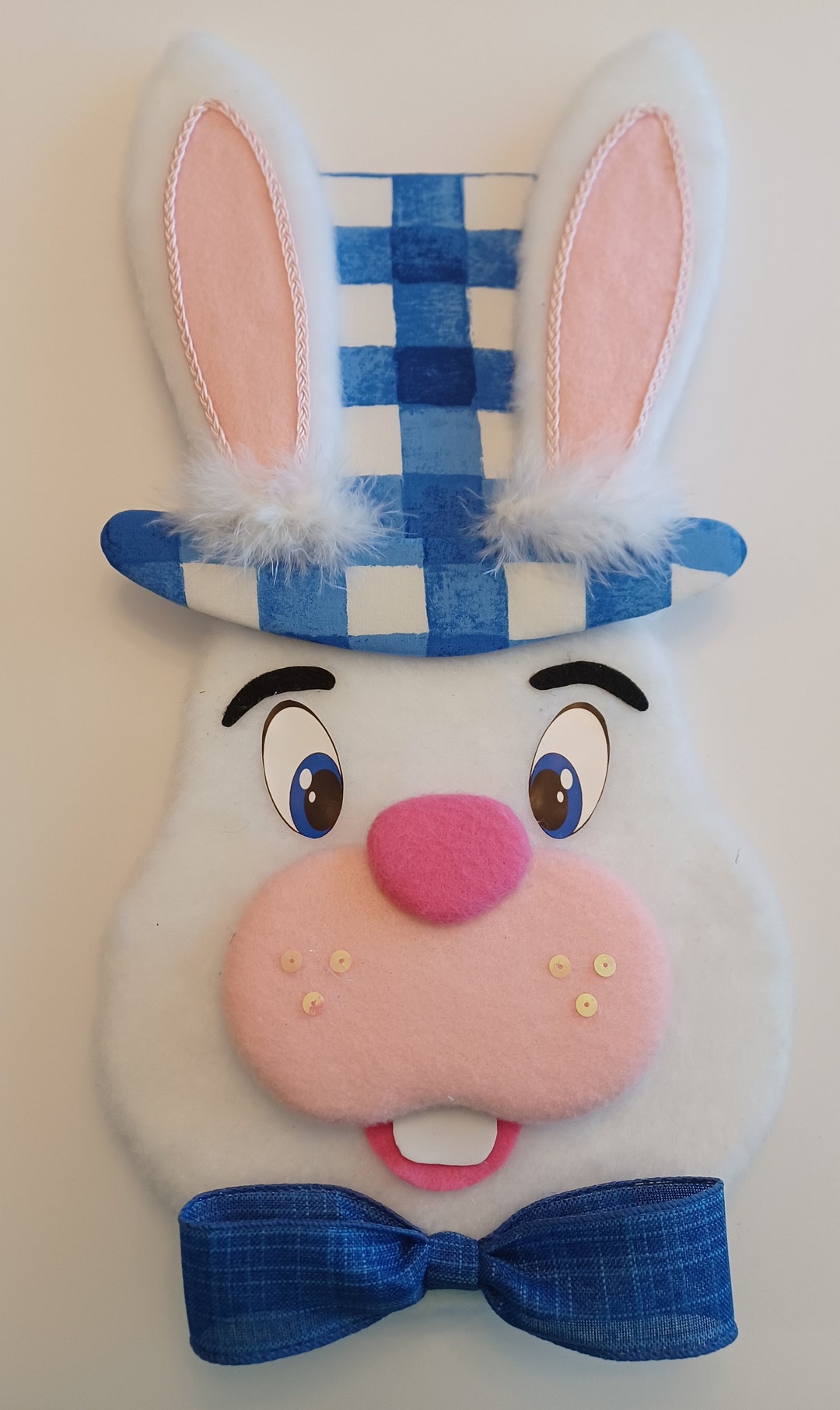 Easter Rabbit Face With Top Hat Wreath Attachment - Etsy