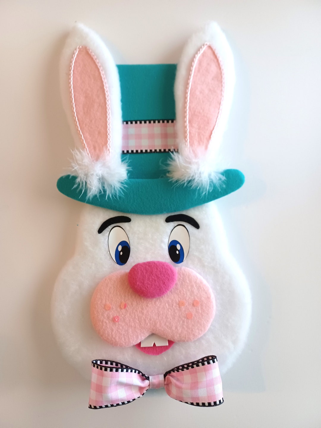 Easter Rabbit Face With Top Hat Wreath Attachment - Etsy