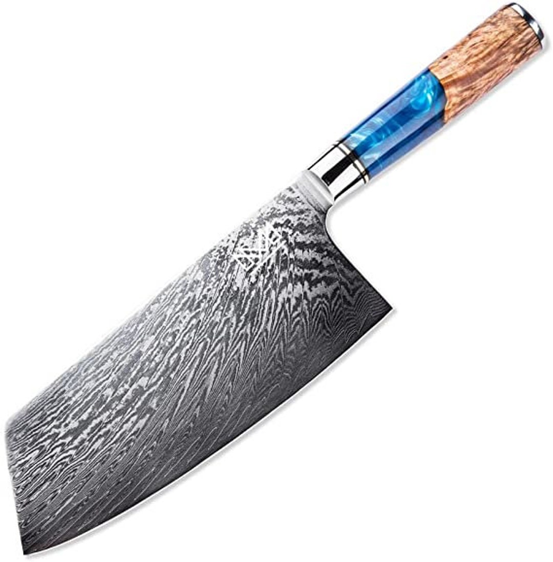 Japanese Damascus Cleaver - Free Engraving! - Etsy
