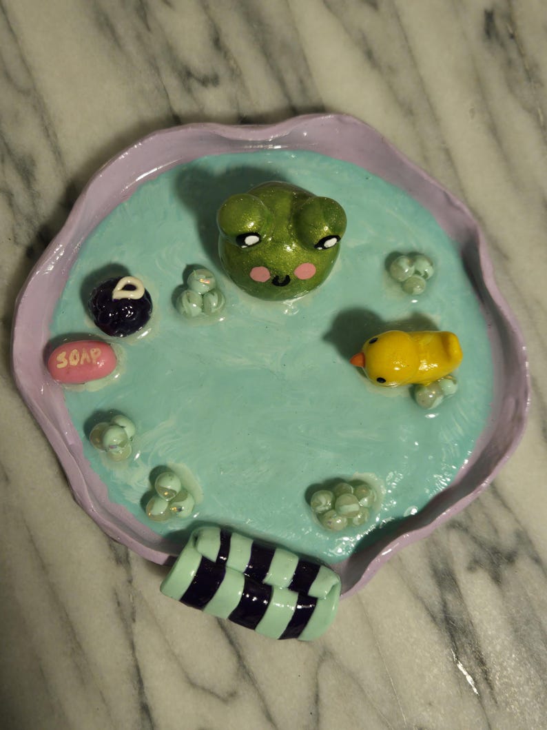 Cute Frog and Duck Handmade Polymer Clay Trinket Jewelry Dish - Etsy