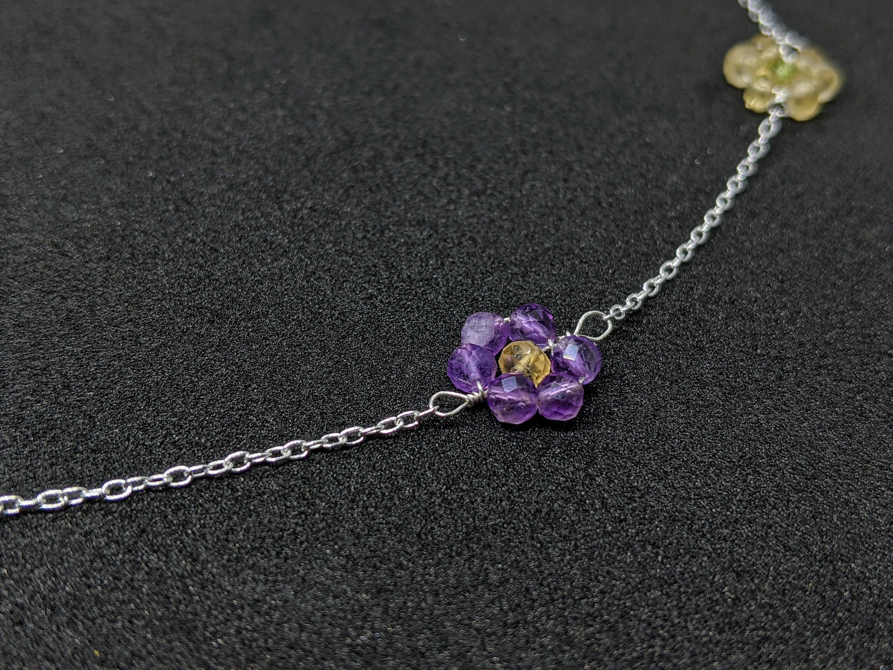 Collar de flor de primavera, collar floral delicado, plata de ley ...