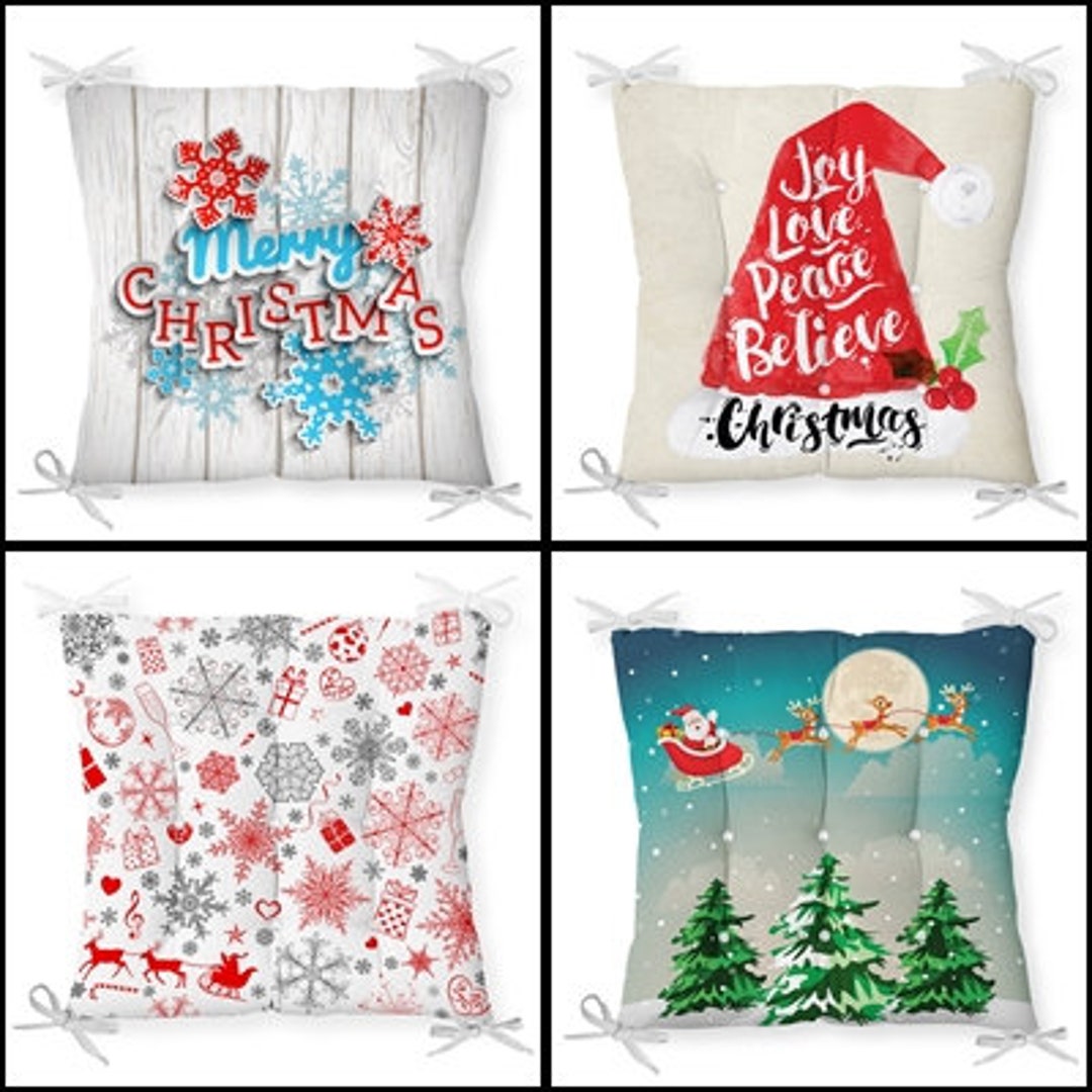 Christmas Chair Cushionchair Pads With Tiessquare Seat Covershandmade ...
