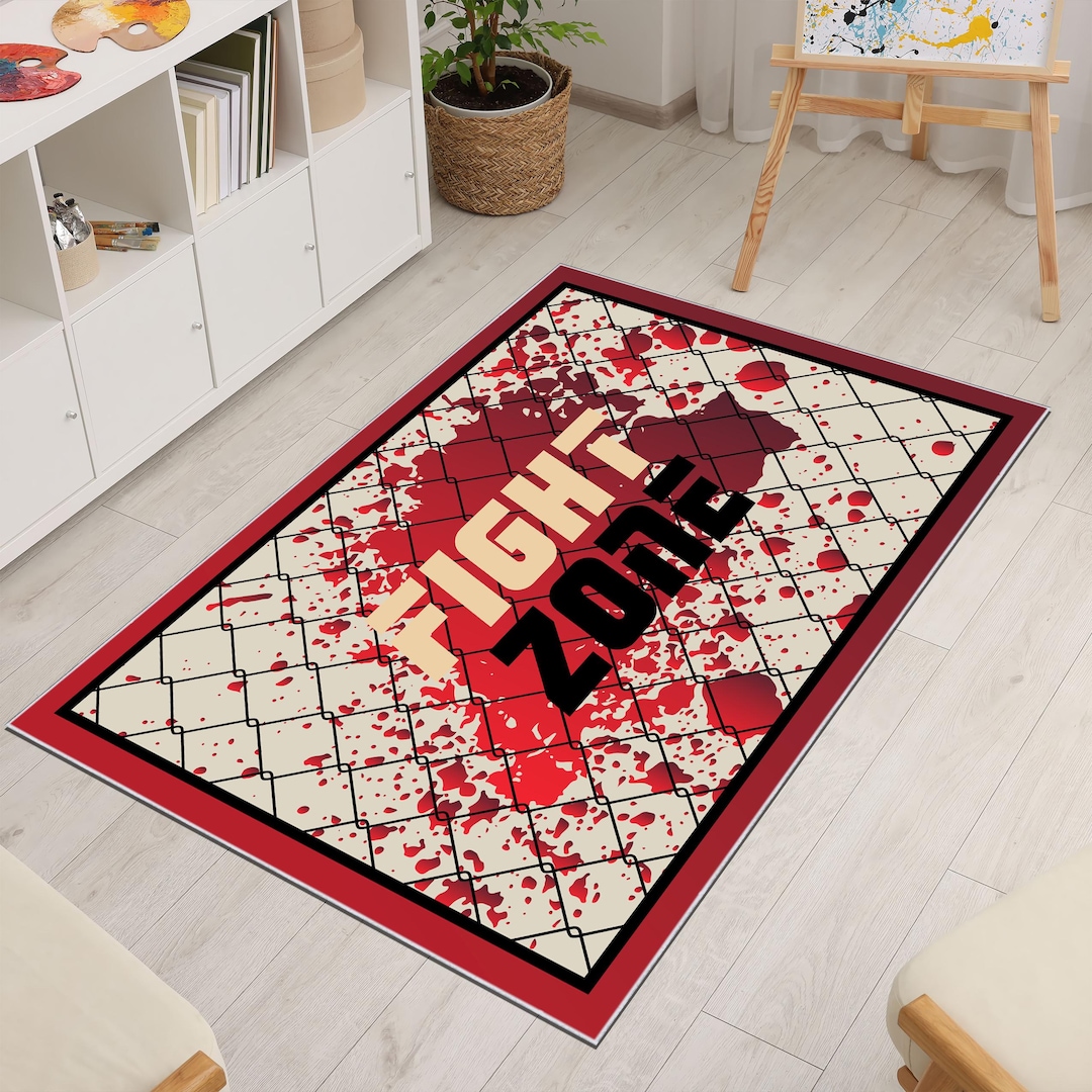 Fight Zone Rug, MMA Cage Mat, Boxing Wrestling Decor, Man Cave Floor ...