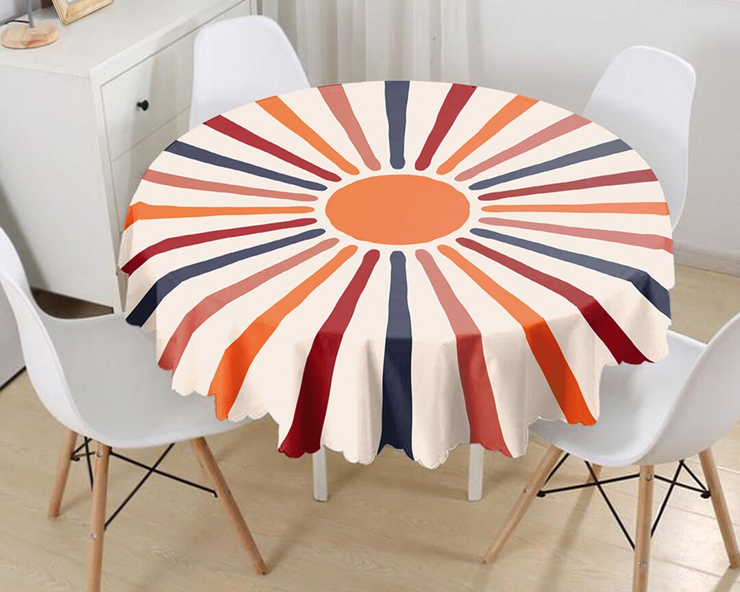 Round Sunlight Patterned Tablecloth|colorful Round Table Cloth|circle ...