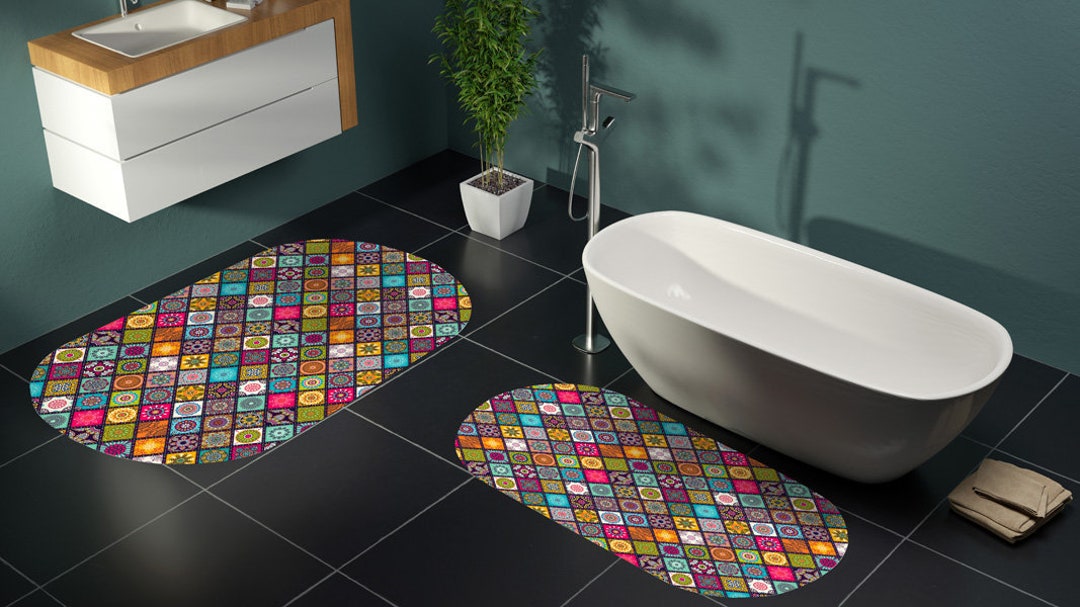 Personalized Bath Mat Two Pieces, Floor Mat Set, 20''x24'' - 24''x39 ...