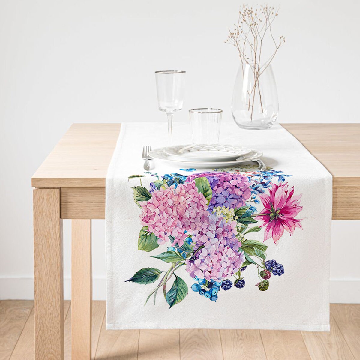 Flowers Patterned Table Runner Suede Runners High Quality | Etsy