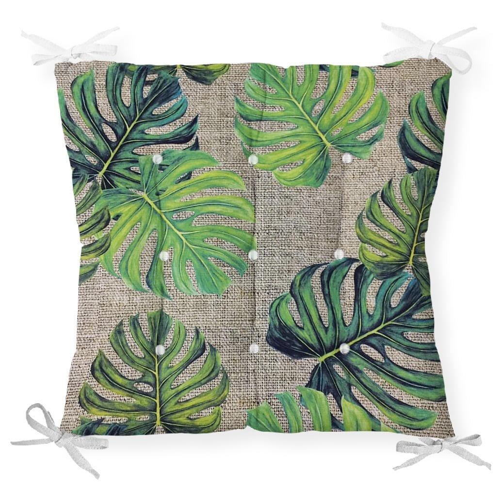 Green Leaves Chair Cushionchair Pads With Tiessquare Seat | Etsy