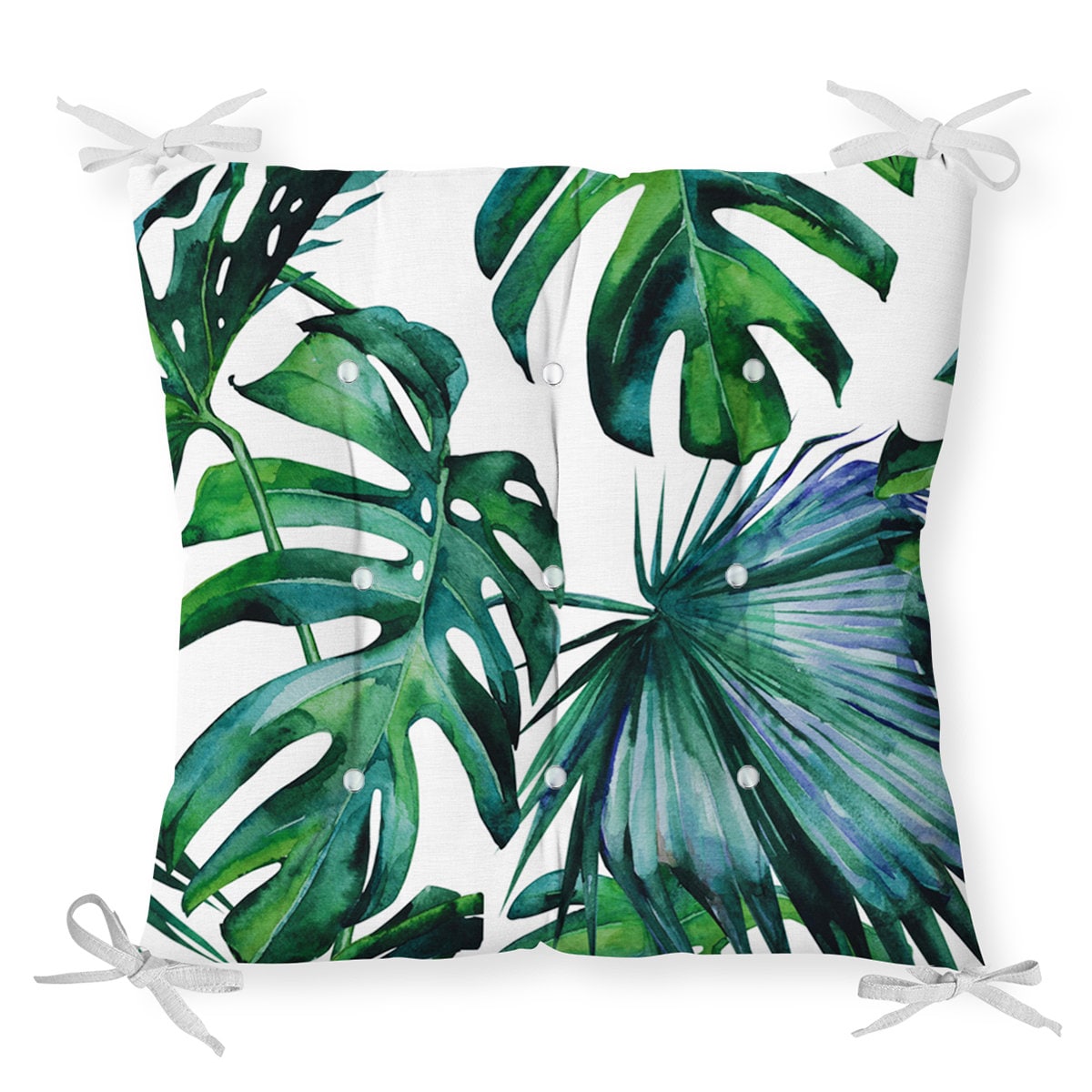 Green Leaves Chair Cushionchair Pads With Tiessquare Seat | Etsy