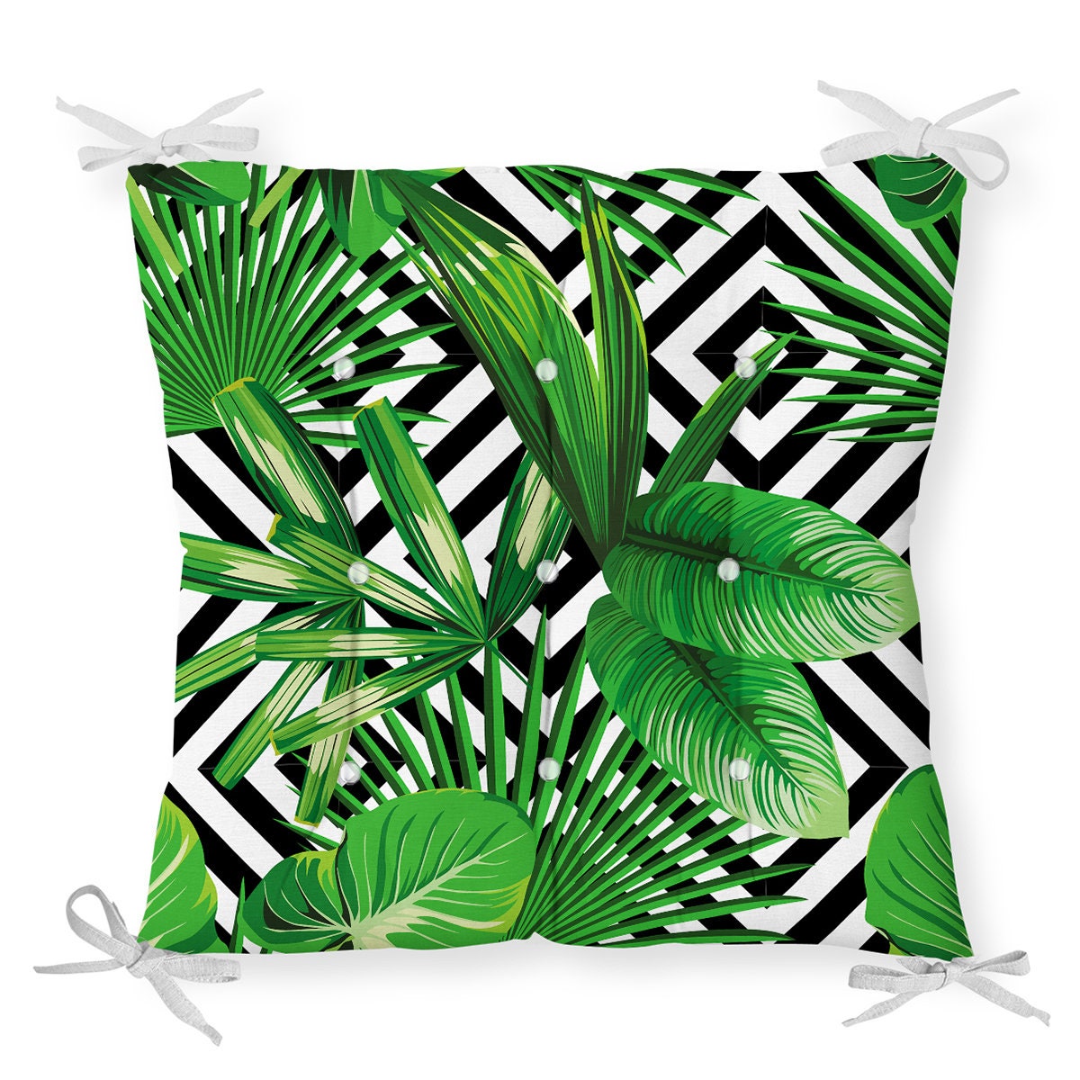 Green Leaves Chair Cushionchair Pads With Tiessquare Seat | Etsy