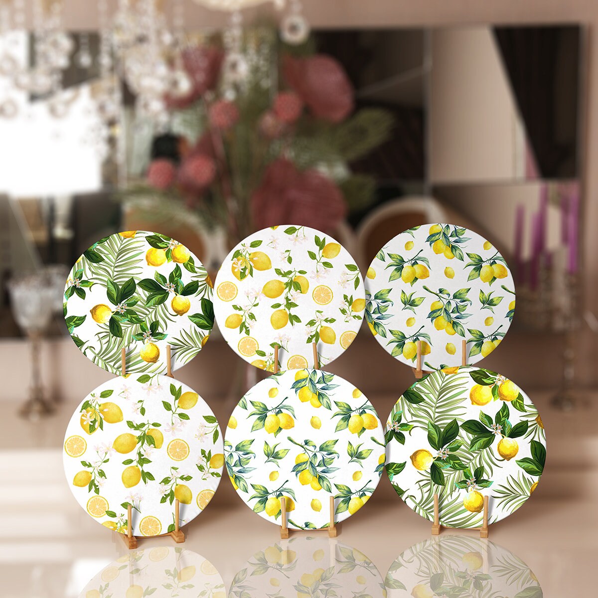 Lemon Placematset of 6 Lemon Table Matround Lemon Tree - Etsy