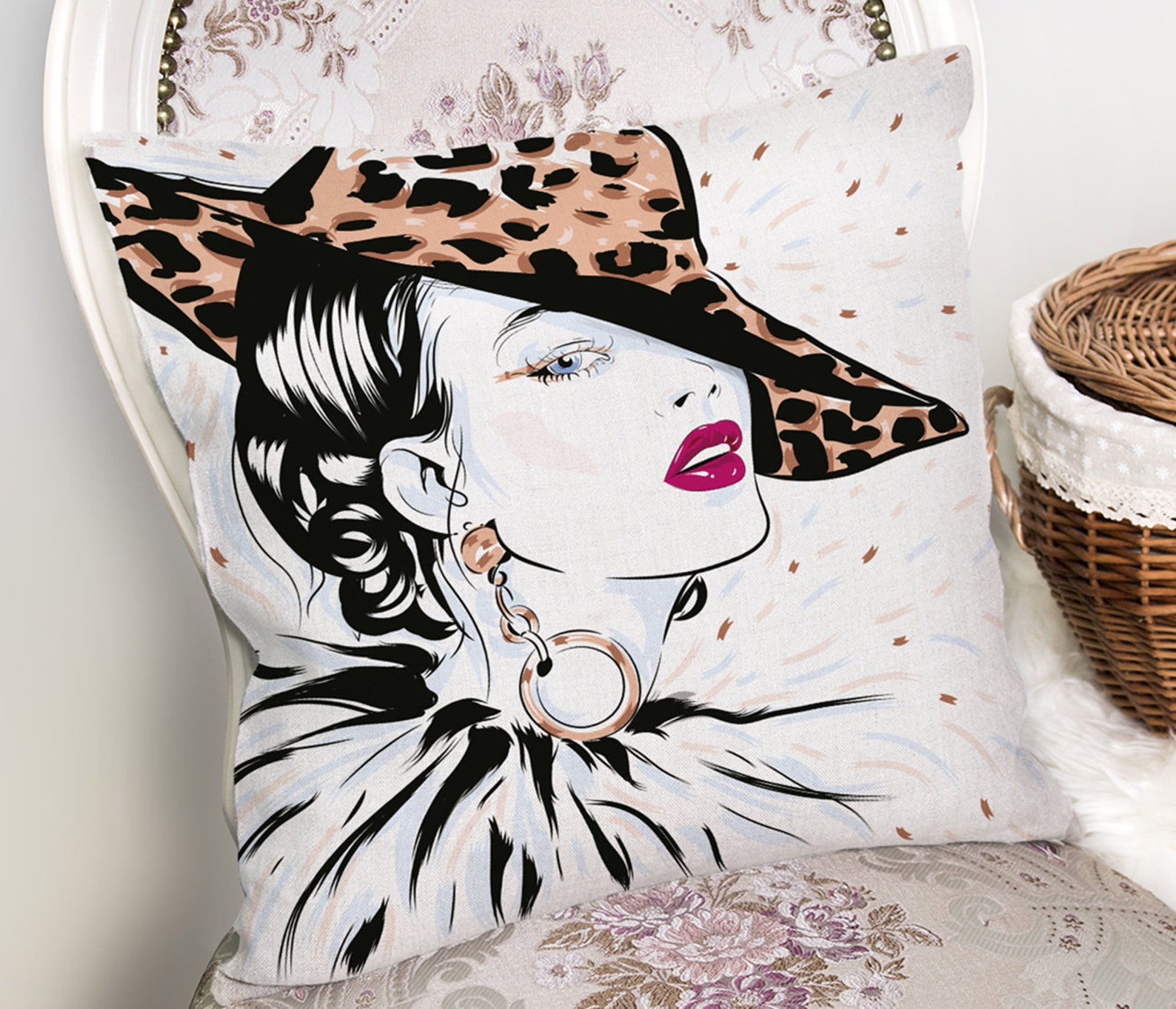 Fashion Girl Patterned Pillow Coversquare Pillow - Etsy