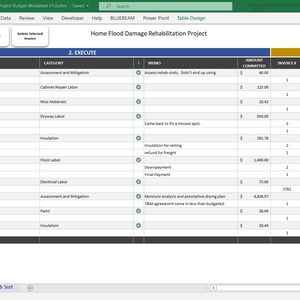 Project Cost Tracking Spreadsheet SIMPLE to Use INTUITIVE Layout ...