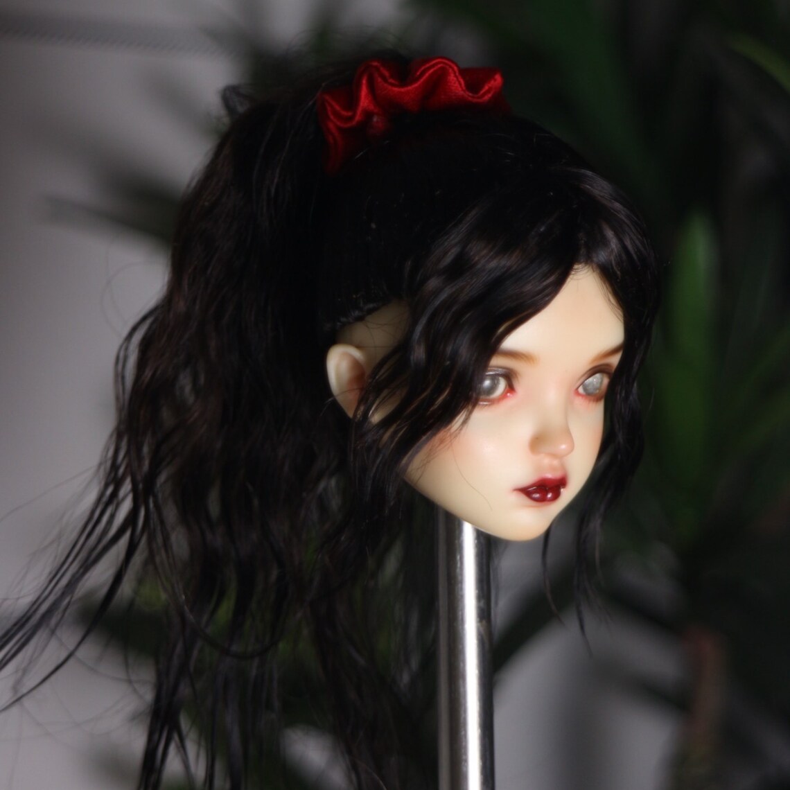 Black Mohair Doll Wig, Long Wavy Hair, BJD Accessories (9-10cm/3.5-4 ...
