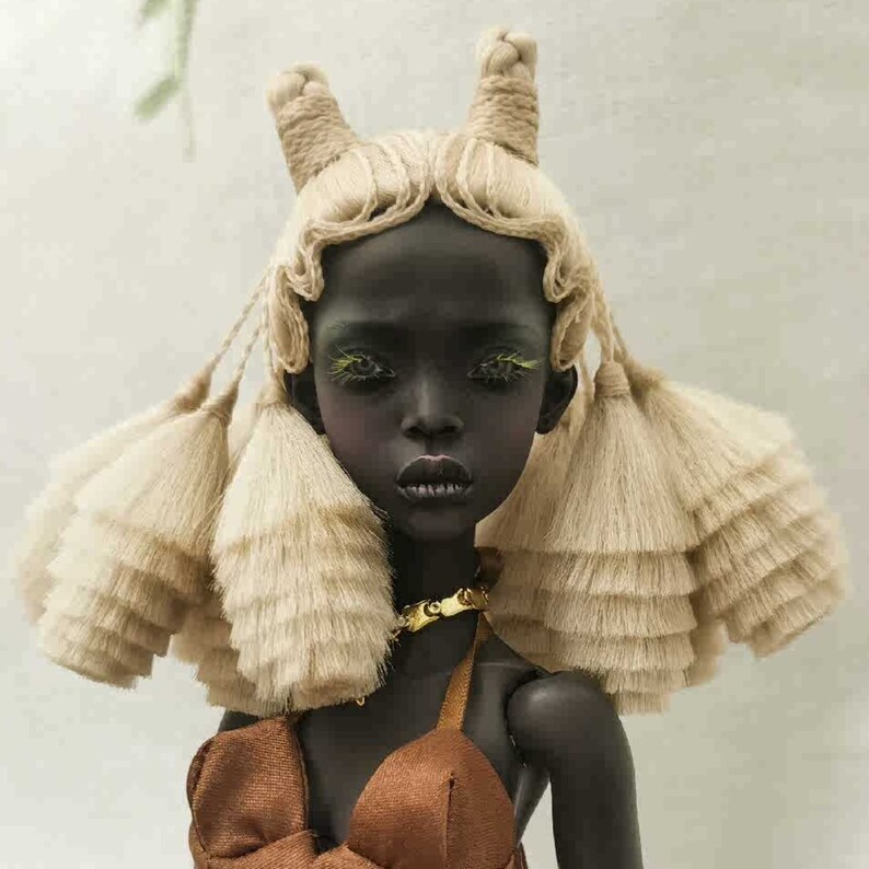 Handmade Doll Wig, BJD Hair, White Black Gold, for Popovy Sisters - Etsy