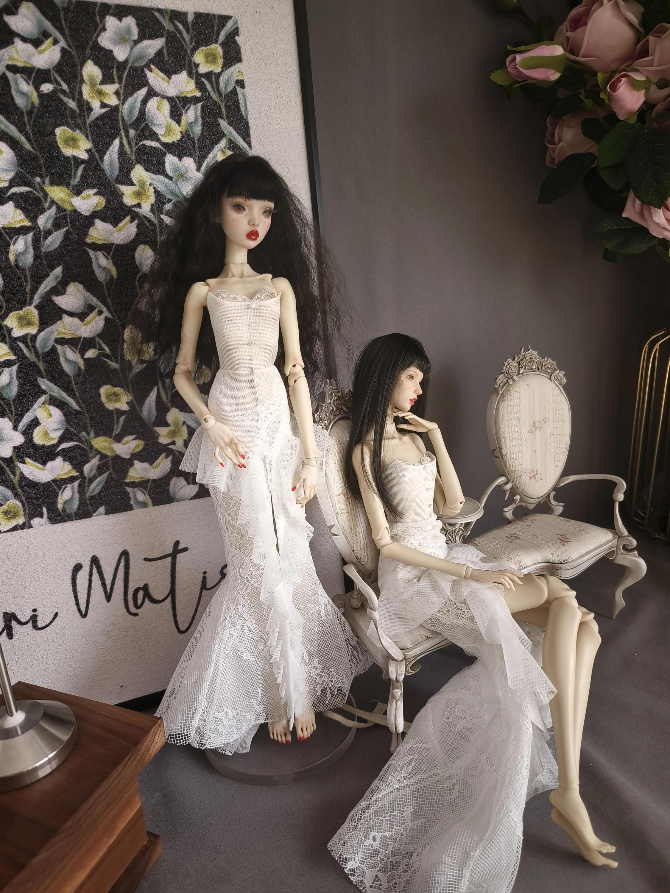 White Floral Dress for 1/4 BJD Popovy Doll - Etsy