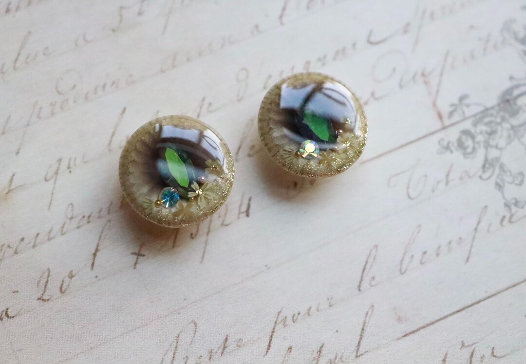 Green Leaf & Glitter Resin Doll Eyes | Custom Handmade Eyeballs for Neo ...