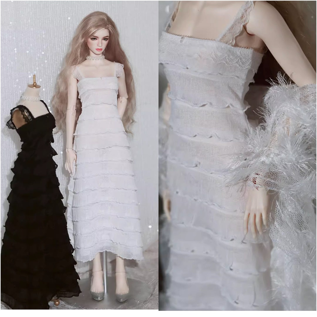 Customized Long White Black Doll Dress Bjd Clothes for 1/3 1/4 1/6 65cm ...