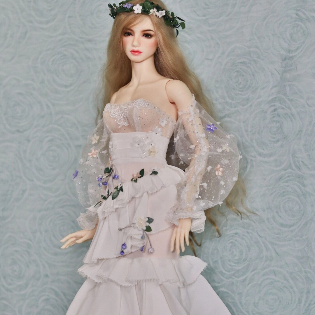 Custom Long White Doll Dress Bjd Clothes for 1/3 1/4 1/6 Bjd Doll ,doll ...
