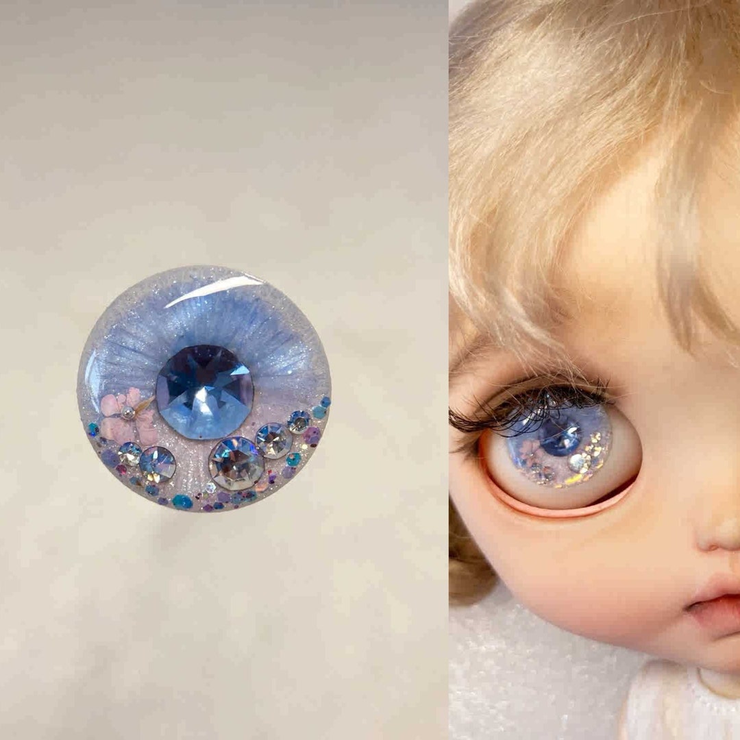 Blue Blythe Eye Chips With Swarovski Crystal /blythe Eyechips/doll Eyes /craft Eyes/ Resin Eyes ...