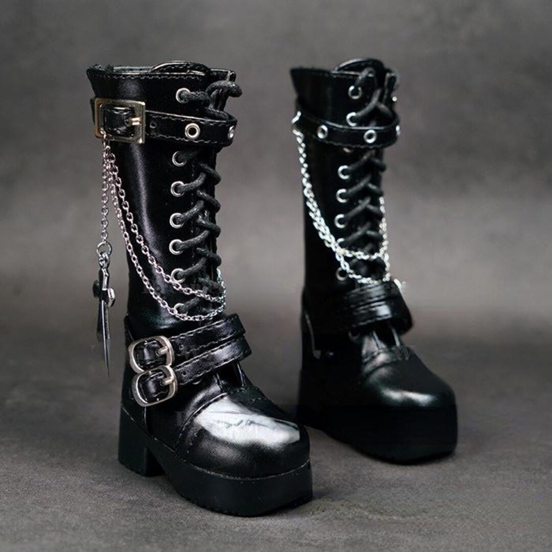 3 Colors Gothic Patent Leather BJD Ankle Boots for 1/3 1/4 Uncle Doll ...
