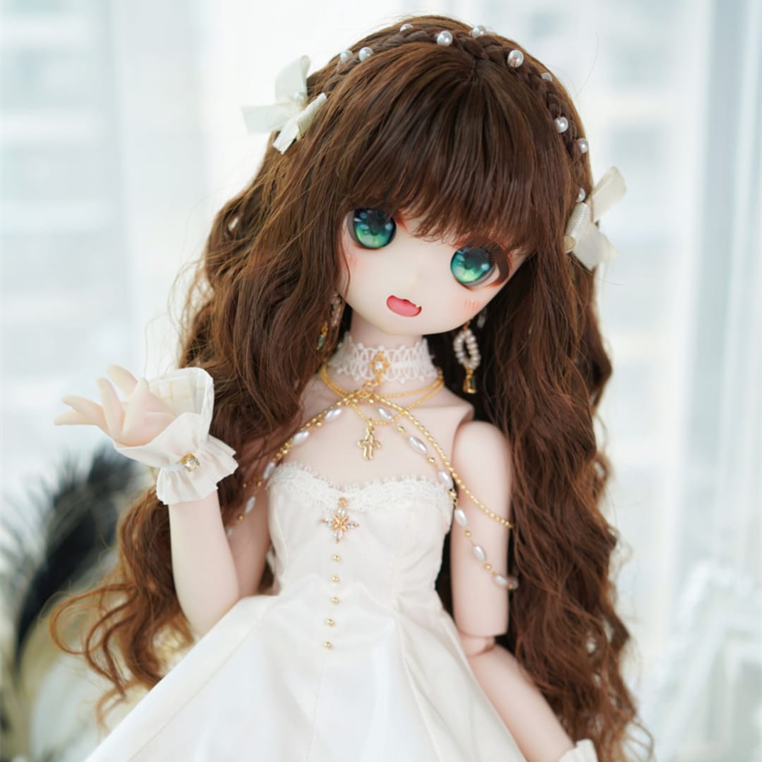 2 Color Fashion Long Wavy Bjd Doll Wig With Bangs for 8-9 7-8 Bjd Like ...