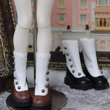 BJD Shoes for 1/4 1/6 Doll - Platform Ankle Boots White Brown Pearl ...