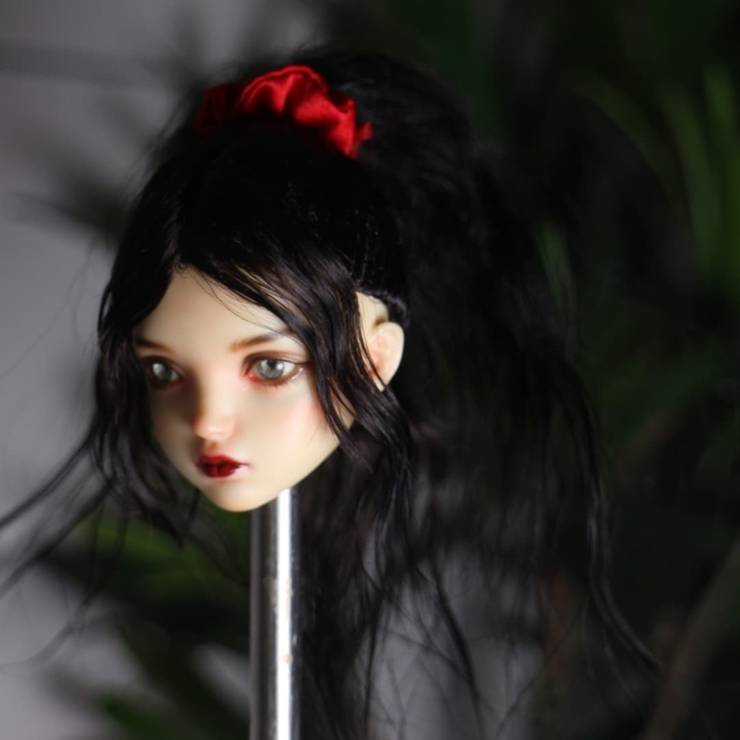 Black Mohair Doll Wig, Long Wavy Hair, BJD Accessories (9-10cm/3.5-4 ...