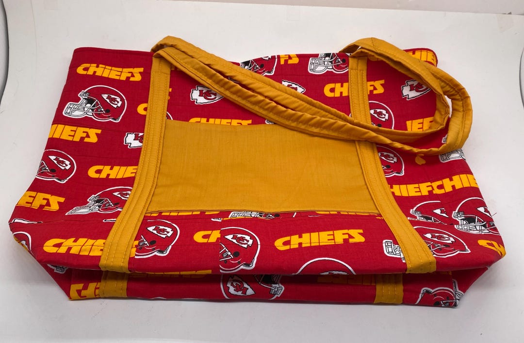 Kansas City Chiefs KC Helmet Print Patchwork Quilted Lined Tote Bag ...
