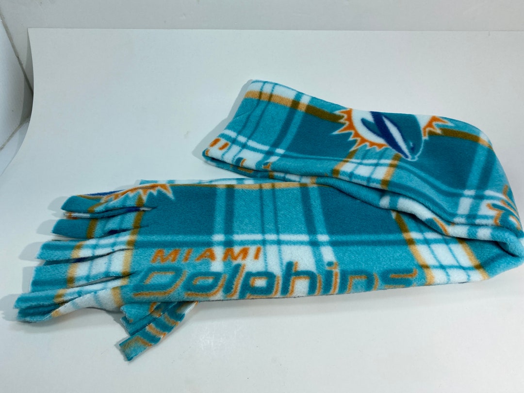 NFL Miami Dolphins Tube 2 Layer Fleece Scarf With Fringed Ends 5.5 X 58 ...
