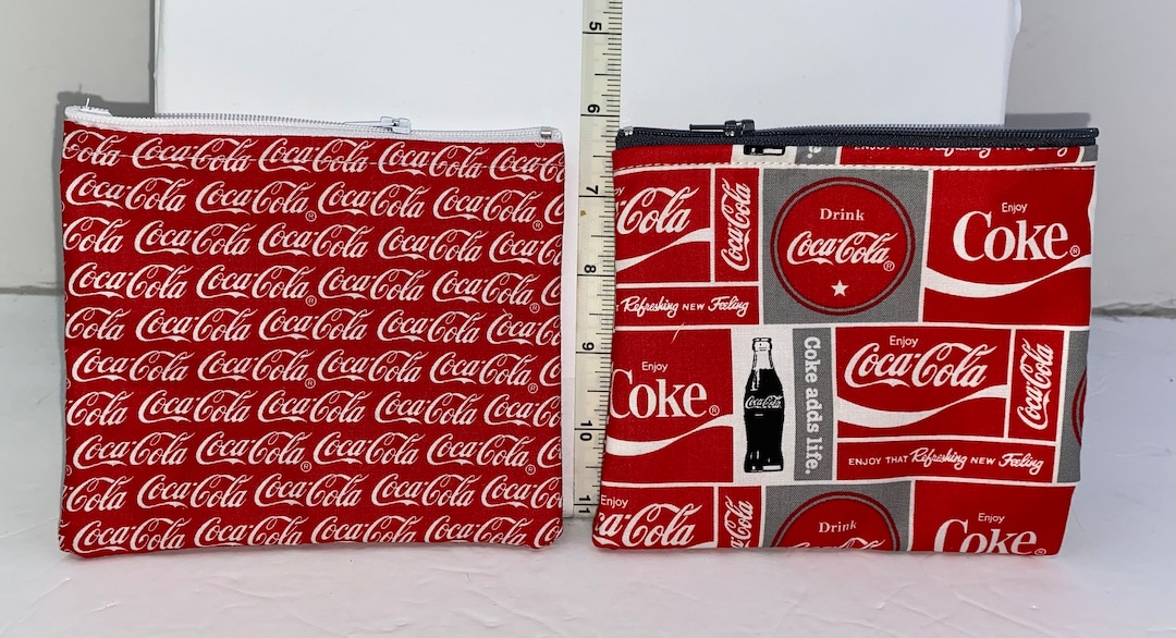 Cotton Zipper Pouch Coke Coca-cola Designs 5 X 6 2 Layer Lined Handmade ...