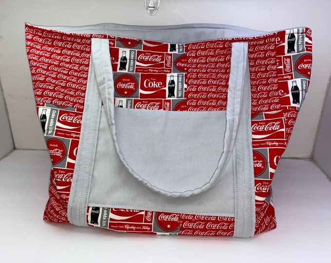 Coca-cola Coke Patchwork vintage Style Red & White Quilted Lined Tote ...
