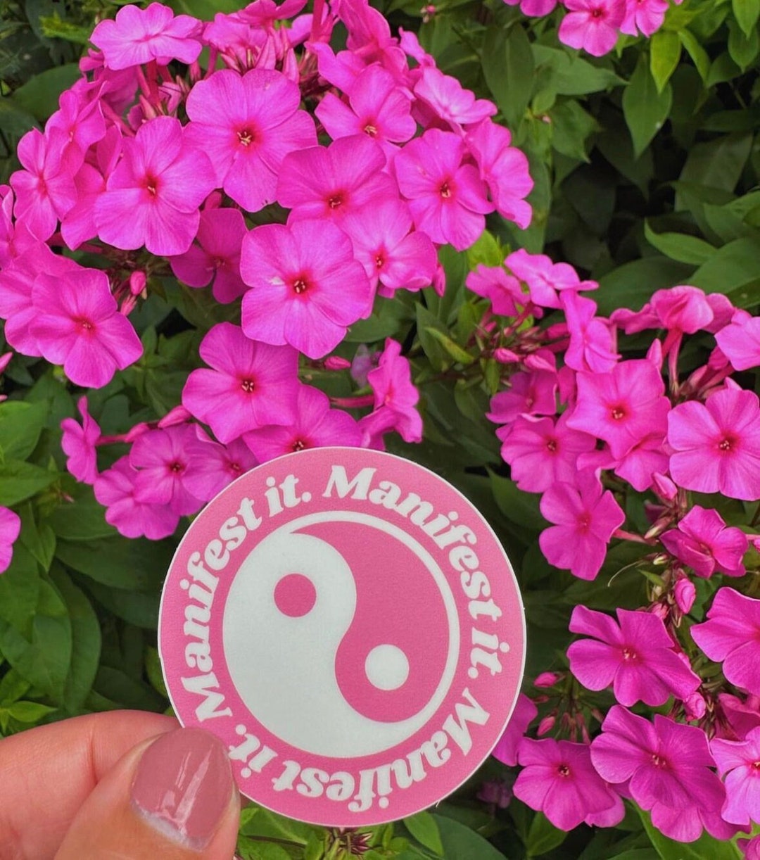 Manifest It Sticker, Small Pink Ying Yang, Positive Vibes Only, Spread ...