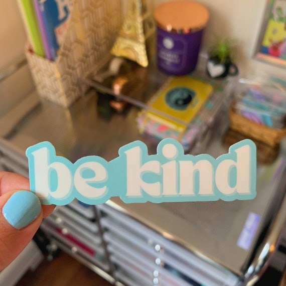 Be Kind Preppy Turquoise Blue Teal Sticker Happy Aesthetic - Etsy