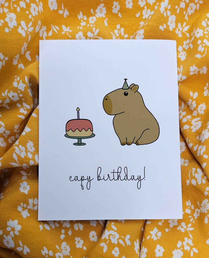 Capy Birthday, Birthday Card, Card for Friend, Card for Him, Card for ...