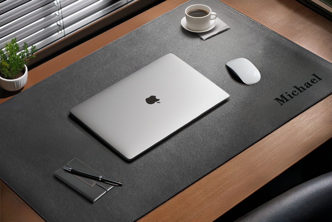 Personalised Vegan Leather Desk Mat With Cork Anti Slip Backing / Water ...