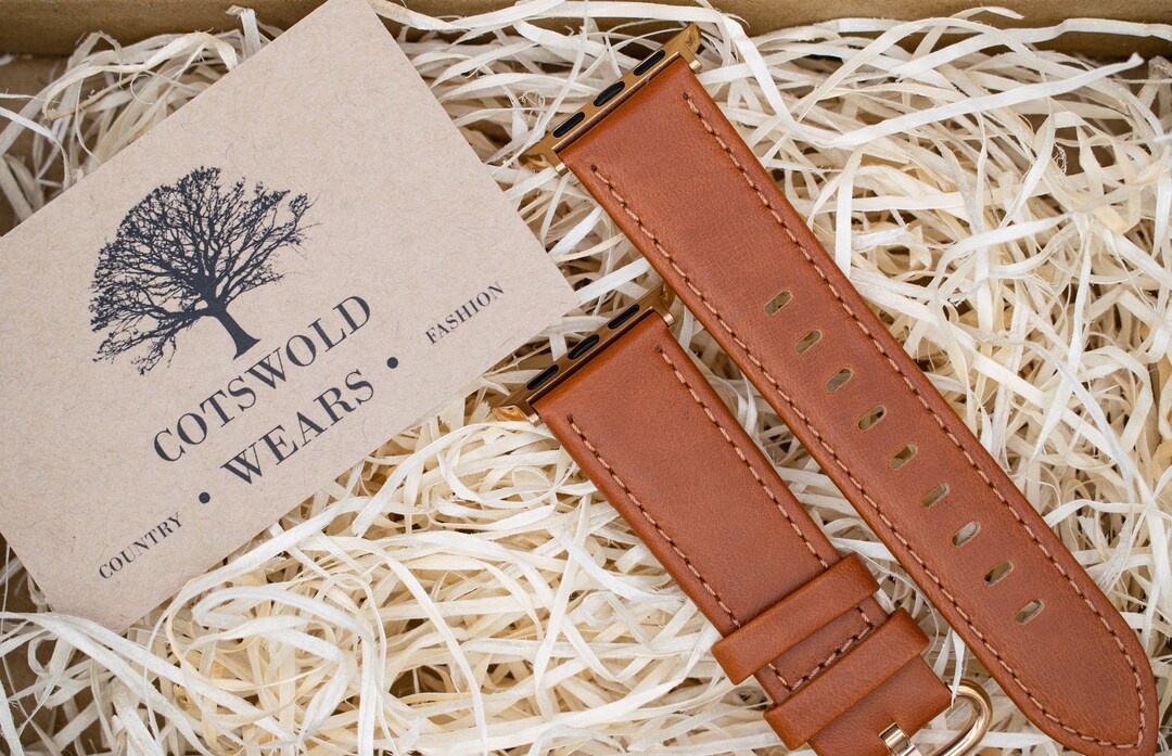 Personalised Leather Apple Watch Strap / 38mm, 40mm, 41mm, New 42mm ...
