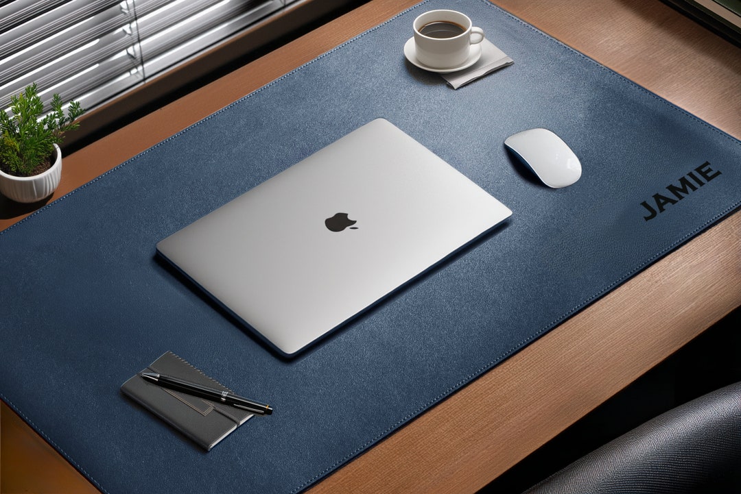 Personalised Vegan Leather Desk Mat With Cork Anti Slip Backing / Water ...