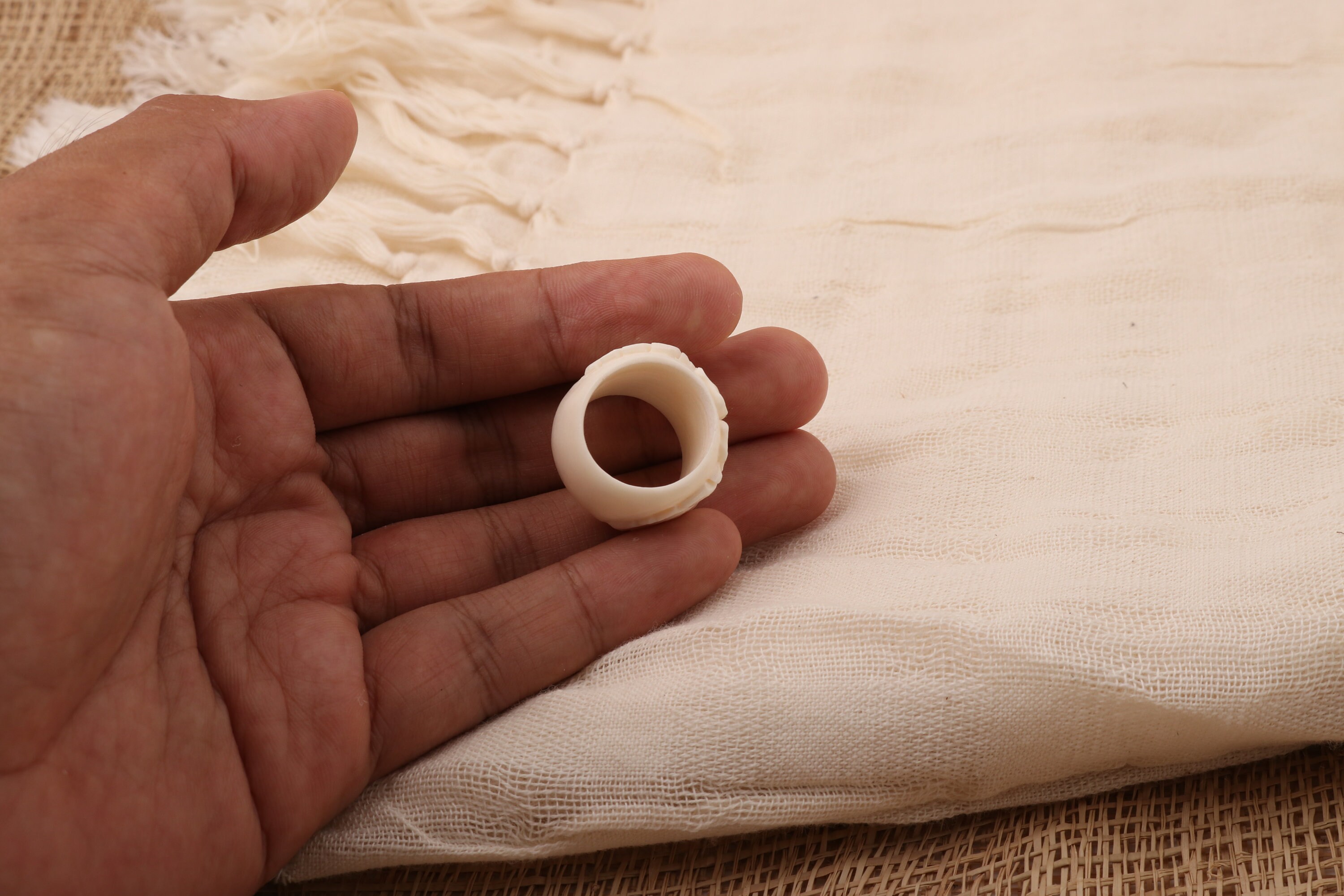 Frangipani Bone Ring Cow Bone Hand Carved B99 - Etsy