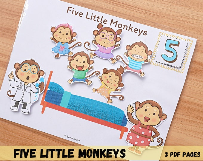 5 Little Monkeys Jumping on the Bed Clip Art Set Chirp Graphics - Etsy