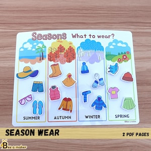 Season Wear Busy Book Printable Pdf Page, Toddler, Prechool, Homeschool ...