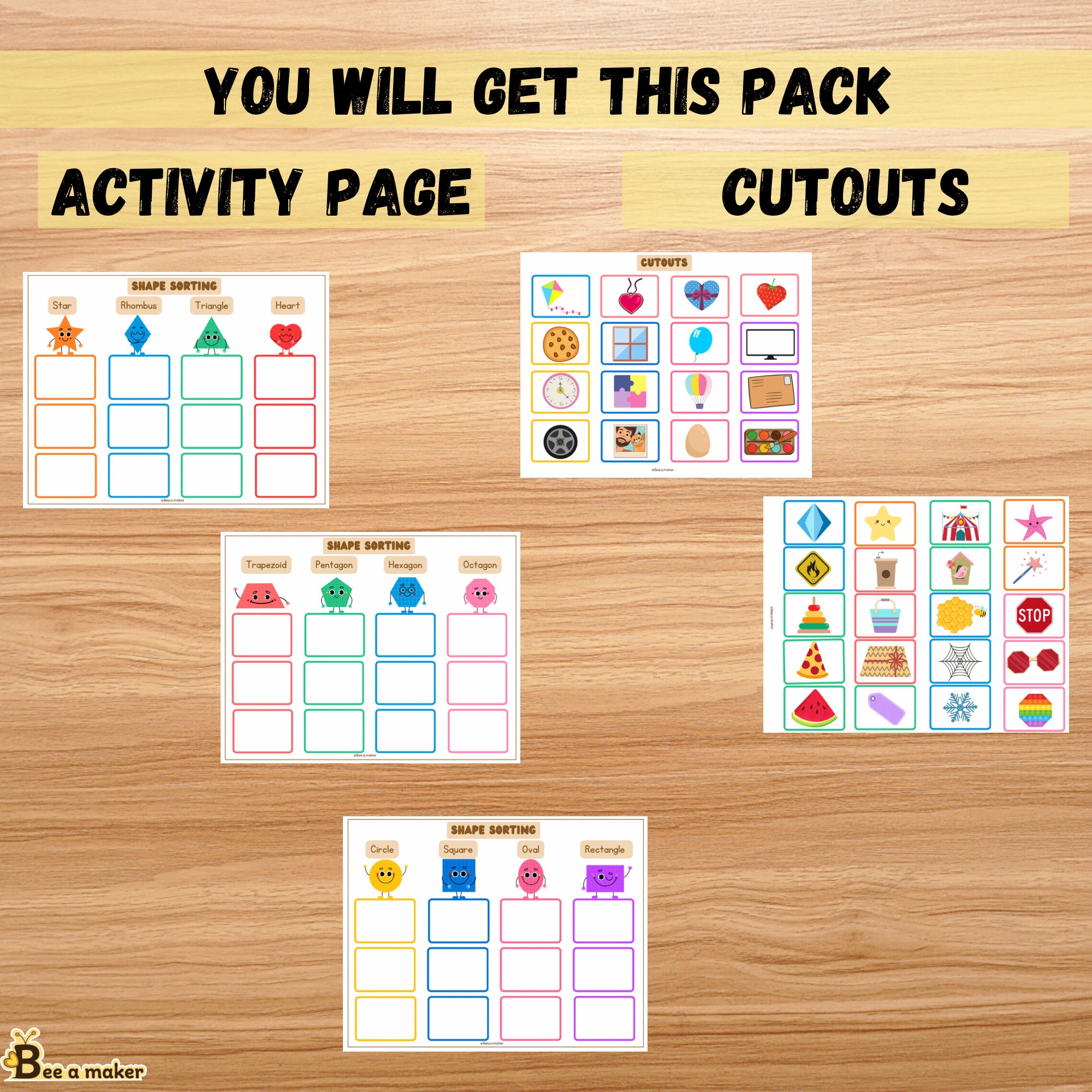 Shapes Sorting Busy Book Printable Pdf Pages, Toddler, Preschool ...