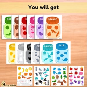 Color Matching Activity for Kids, Sorting Colors in Jars, Toddler Color ...