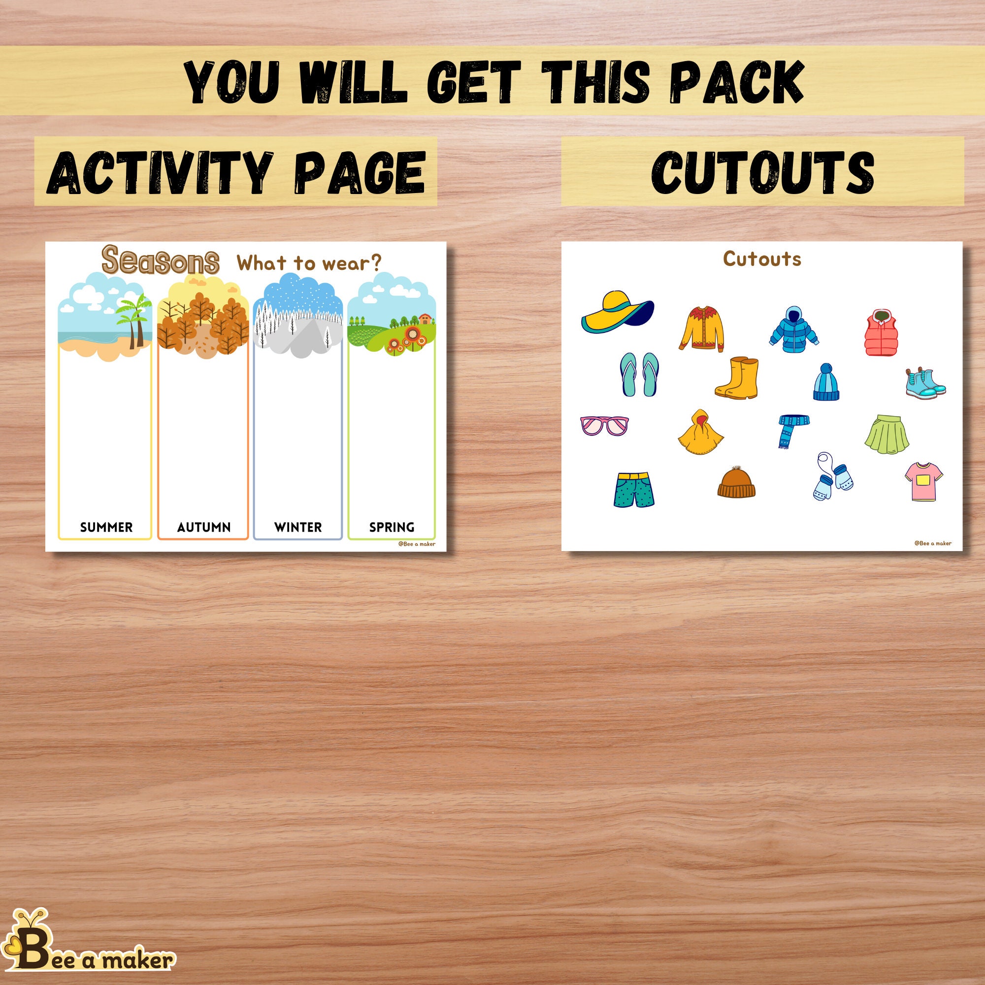 Season Wear Busy Book Printable Pdf Page, Toddler, Prechool, Homeschool ...