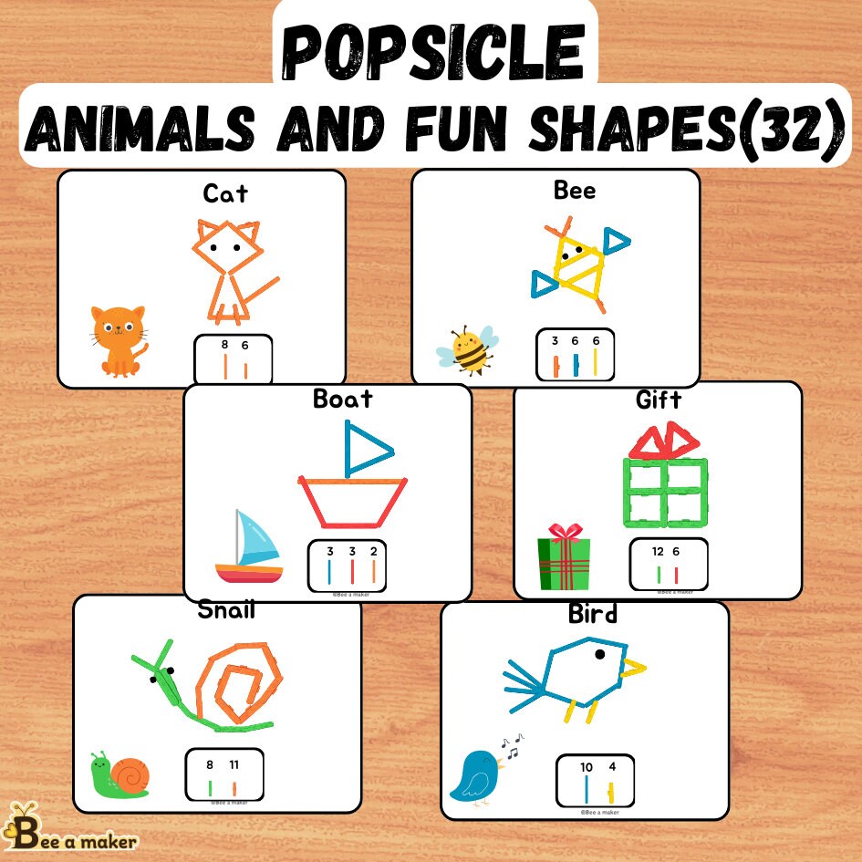 Popsicle Stick Flash Card Bundleshapes, Alphabet, Numbers, Pattern and ...