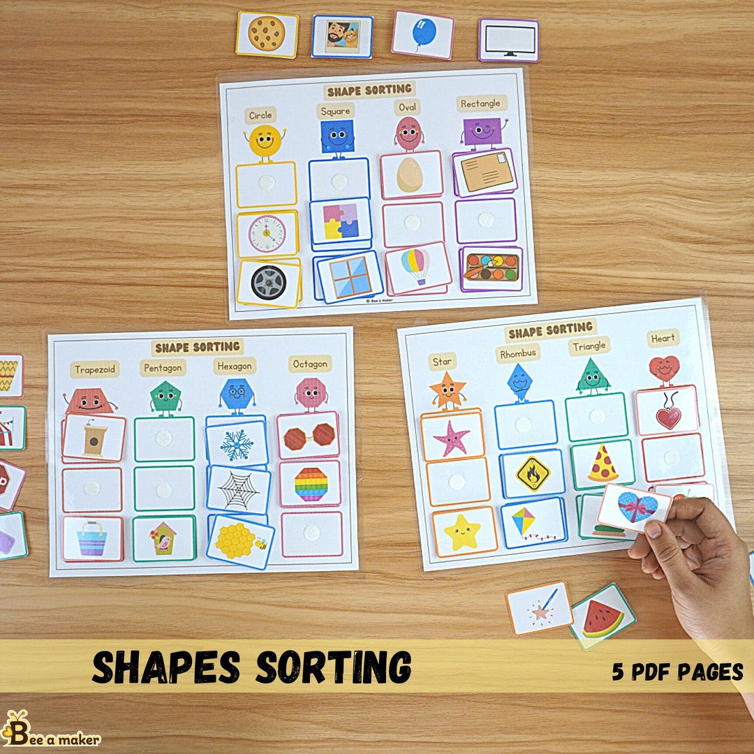 Shapes Sorting Busy Book Printable Pdf Pages, Toddler, Preschool ...