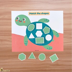 Turtle Shape Matching Activity Busy Book for Toddlers and Preschoolers ...